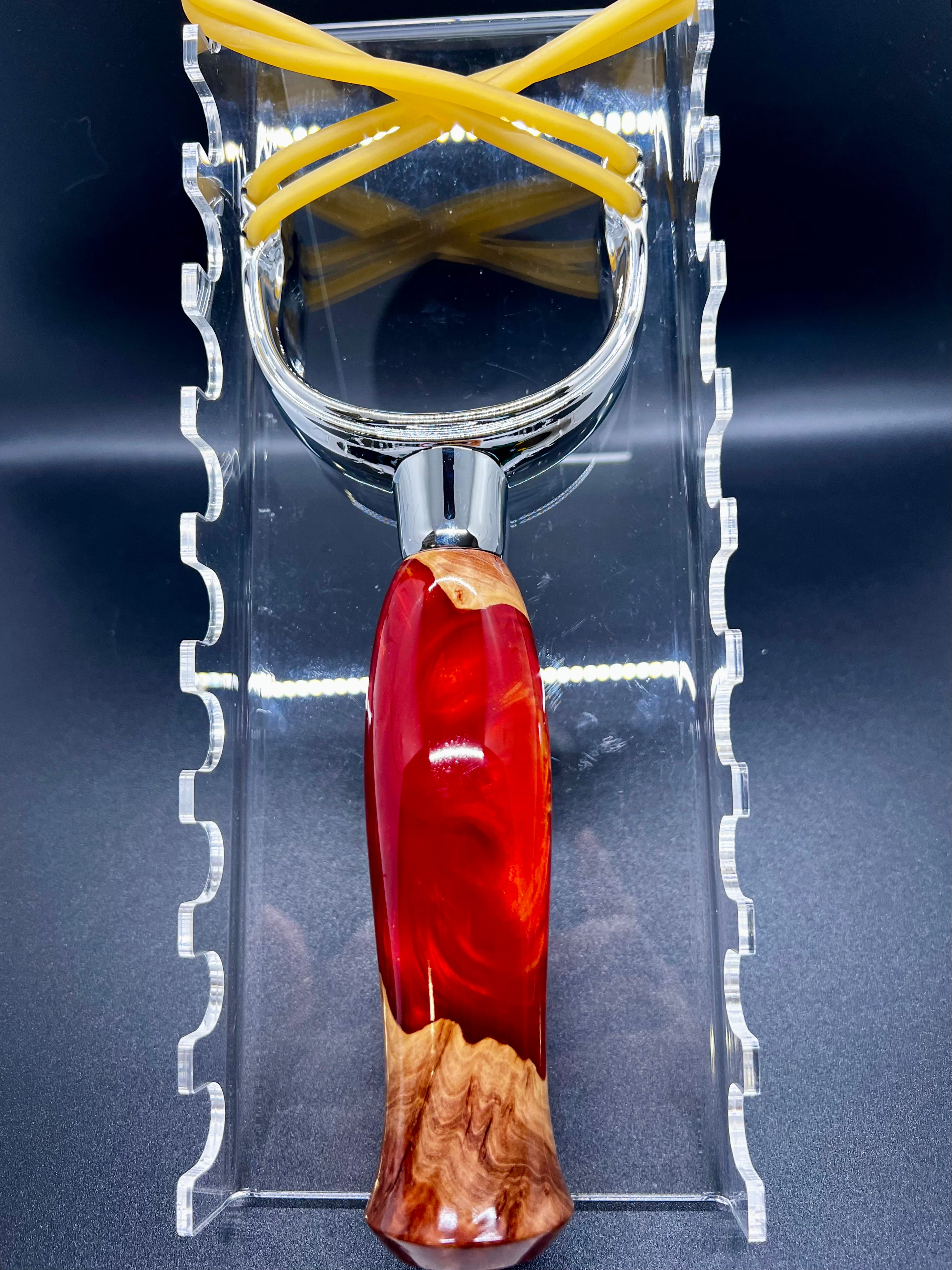 Slingshot-Mallee Burl- Red and Gold colored resin – JAMWORKS23